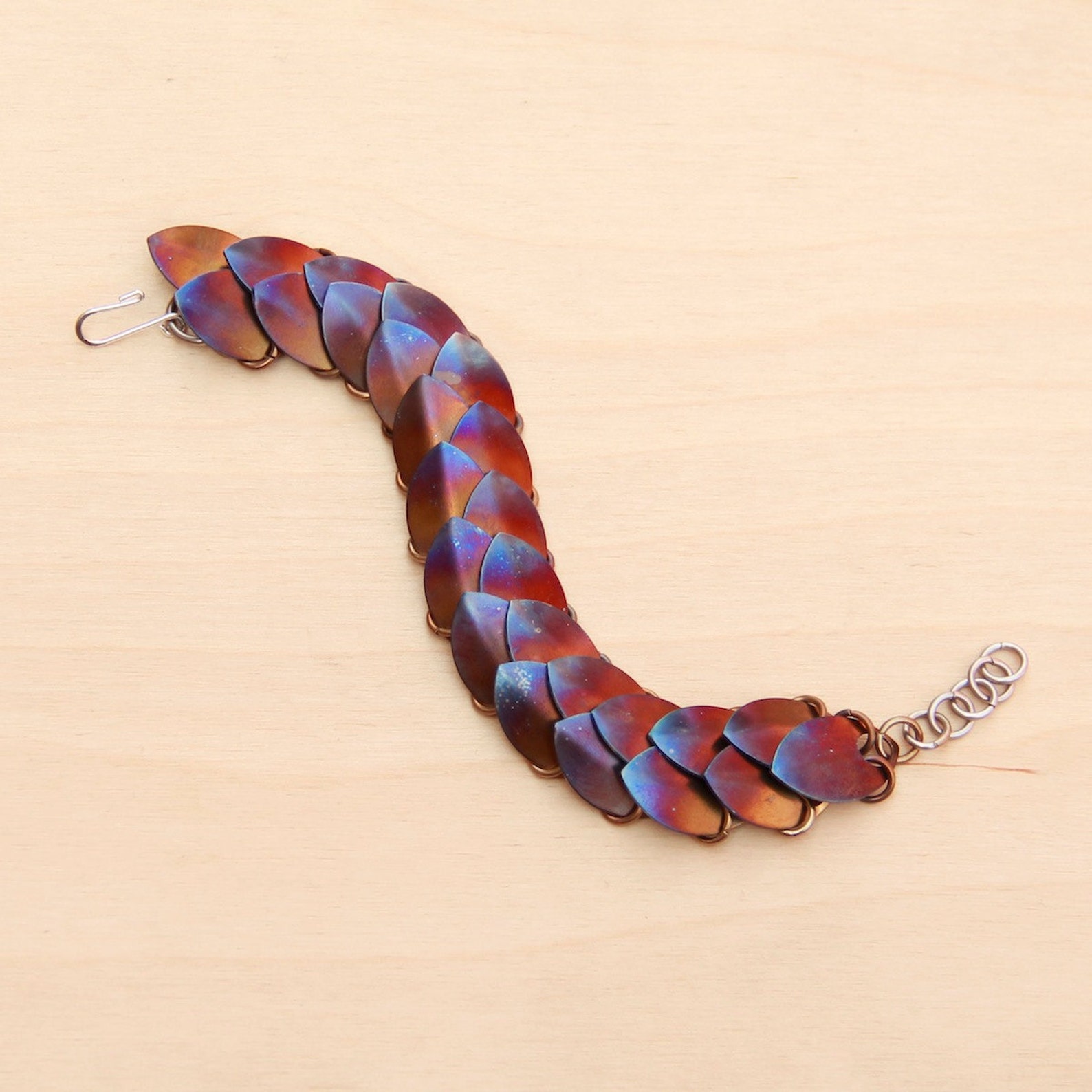 Heat-Colored Titanium Scale Maille Bracelet | Etsy