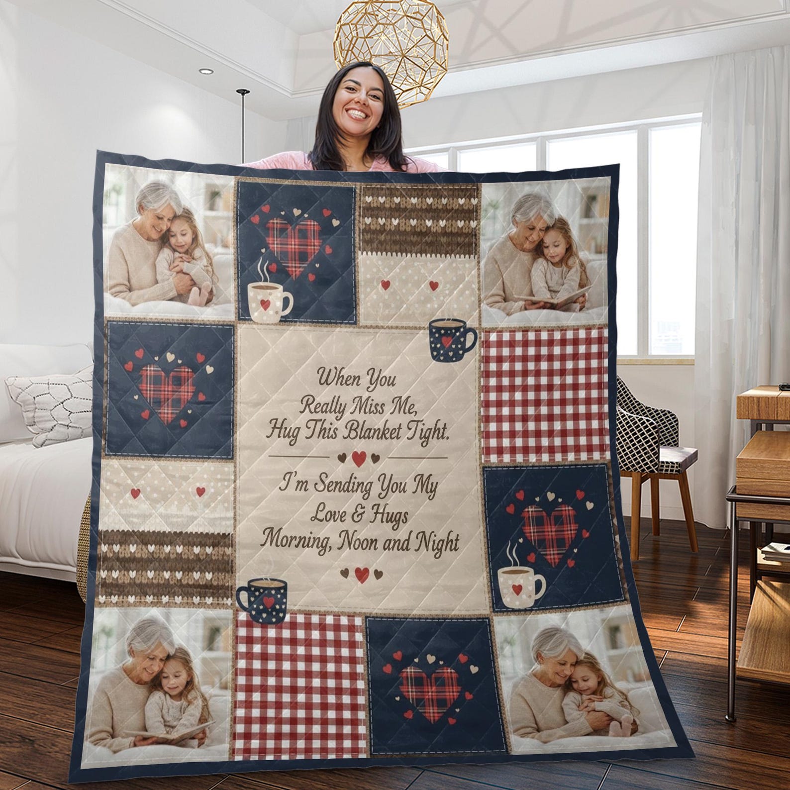Personalized Quilt Blanket: Patchwork Design With Custom Photos ...
