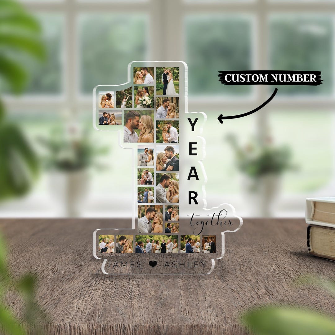 Personalized Acrylic Block Photo Collage Anniversary Gift Custom Names ...