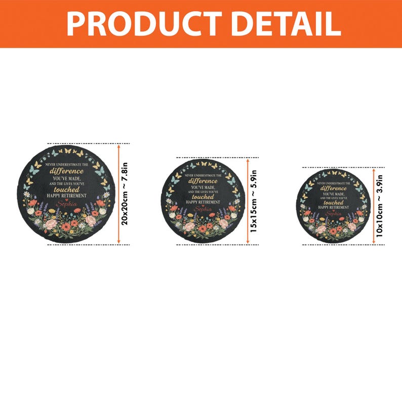 Personalized Slate Garden Stone: Custom Retirement Plaque Round Floral ...