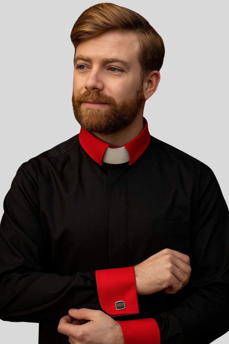 Men’s Church Wear Shirt | Tab Collar French Cuff | Long & Half Sleeve ...