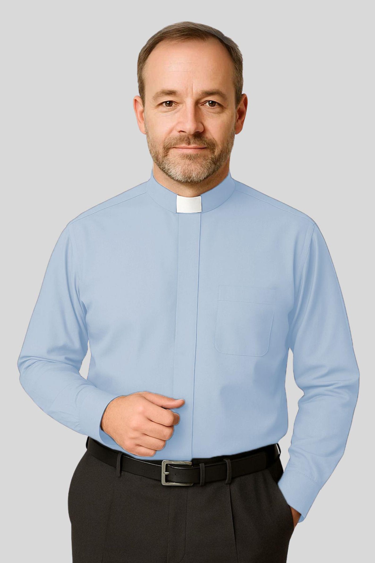 Men’s Church Wear Shirt | Tab Collar French Cuff | Long & Half Sleeve ...