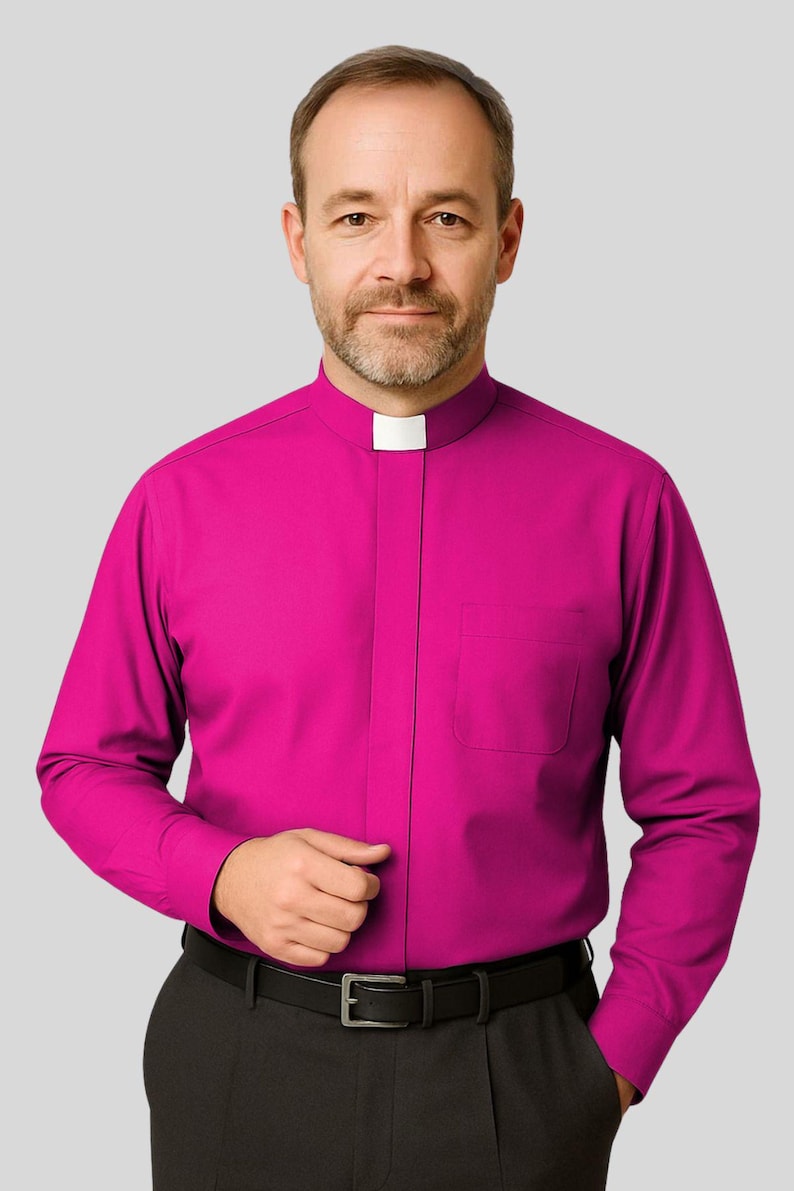 Men’s Church Wear Shirt | Tab Collar French Cuff | Long & Half Sleeve ...