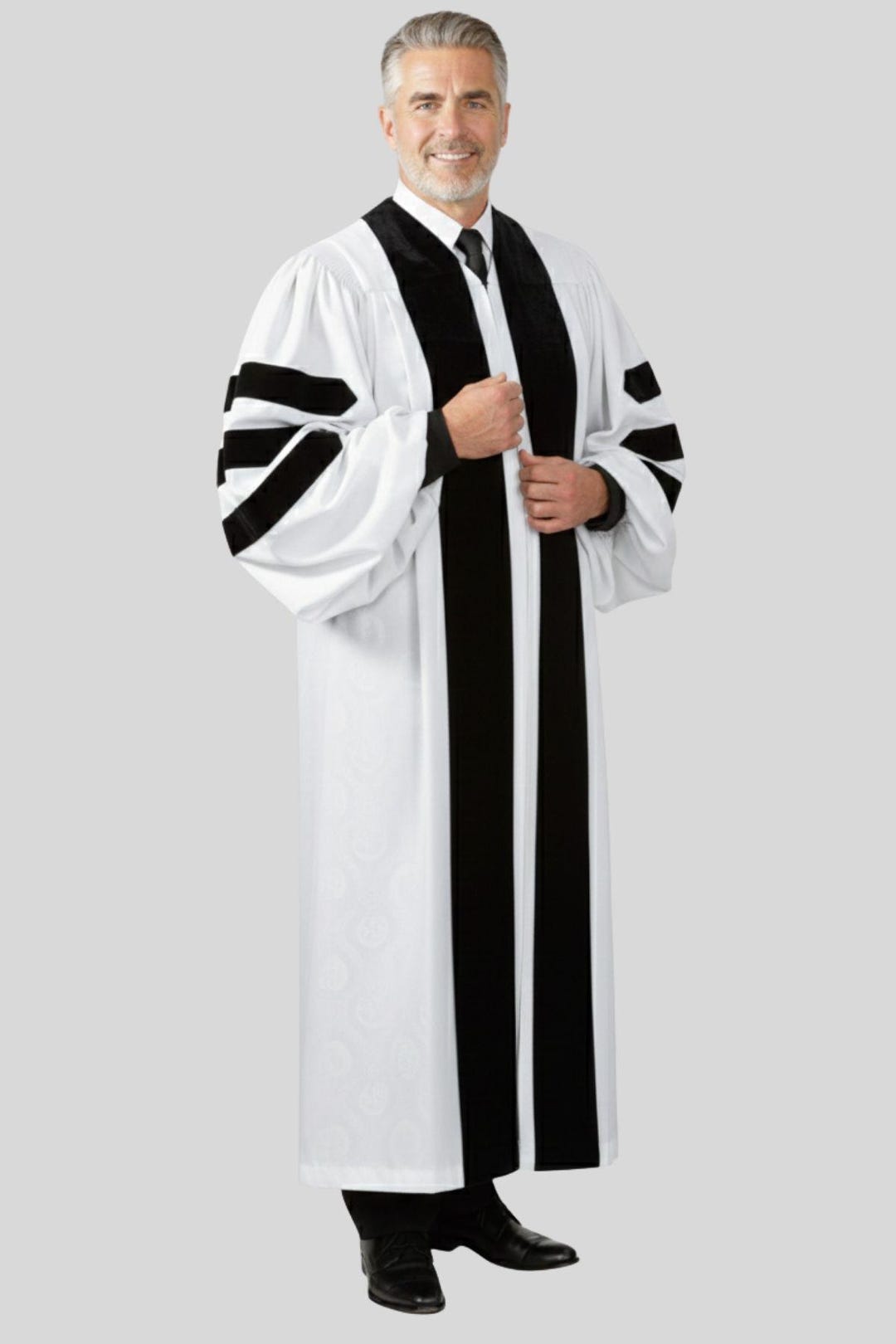 Sanctum White Pulpit Robe With Black Velvet Panel - Etsy