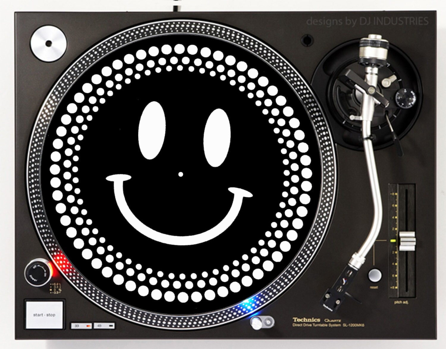 DJ Industries - Smiley Face Black - DJ Slipmat - Etsy