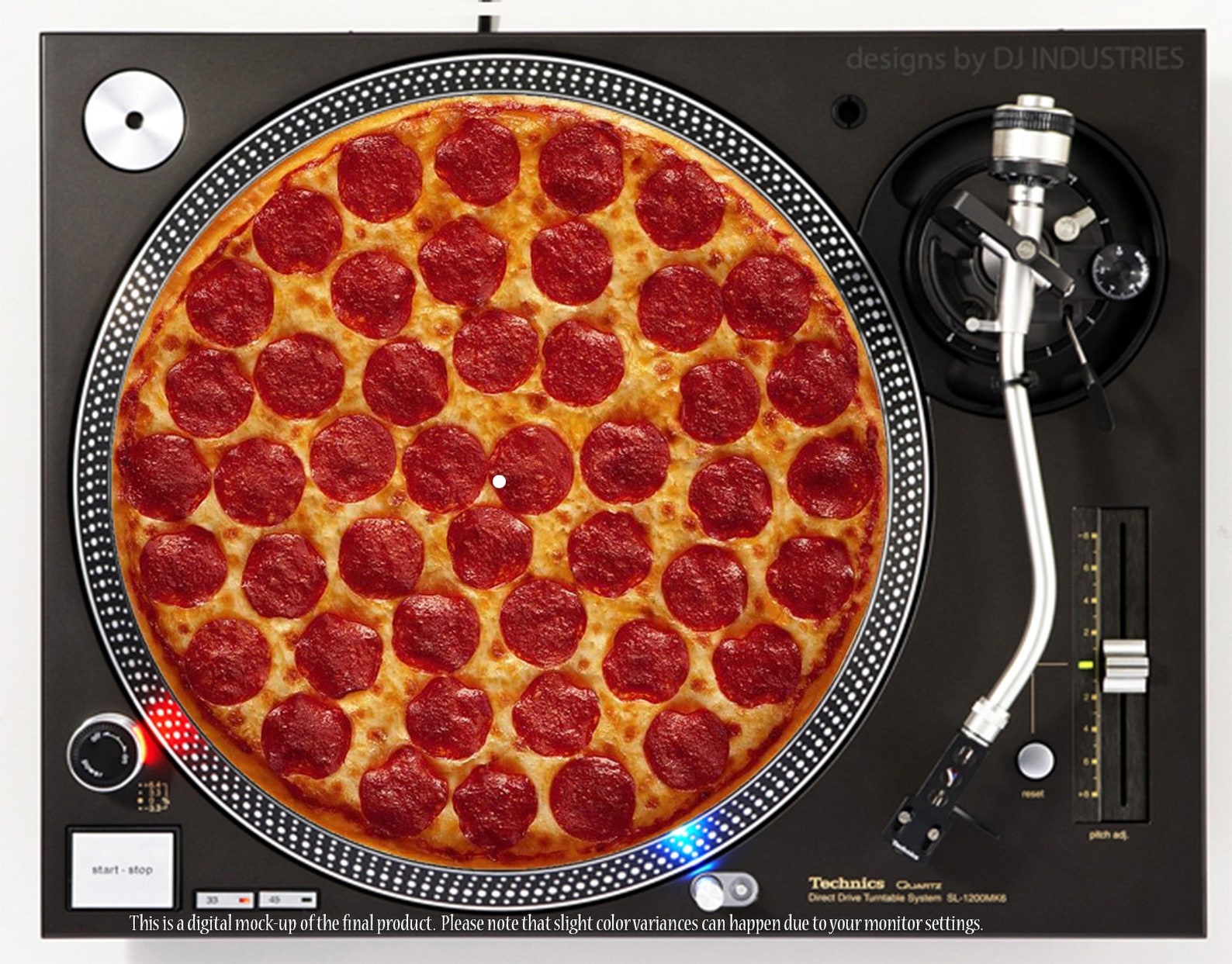 DJ Industries - Pepperoni Pizza - DJ Slipmat LP Record Player Turntable ...