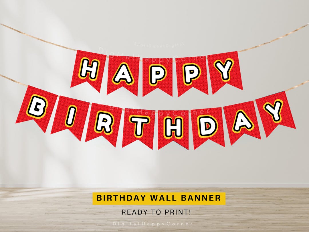 Building Blocks Wall Banner, Ready to Print Blocks Birthday Bunting ...