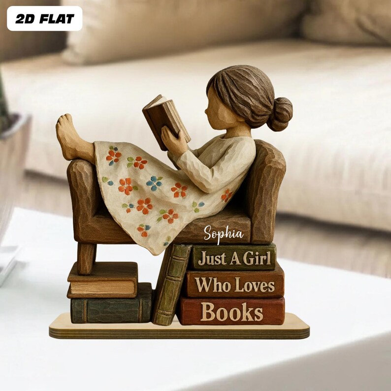 Personalized Just A Girl Who Loves Books Wooden Plaque, Custom Book ...