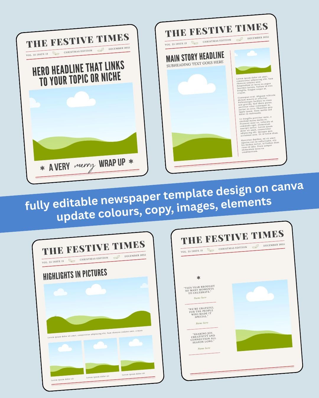 Editable Newspaper Template Canva Design | Social Media Carousel ...
