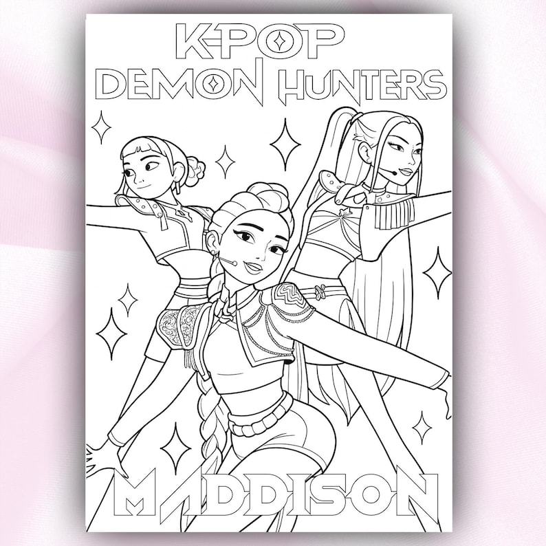 Editable Kpop Demon Hunter Coloring Sheet - Etsy