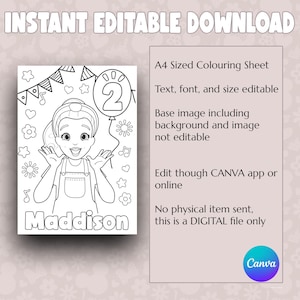 Editable Ms Rachel Coloring Sheet, Coloring Placemat - Etsy