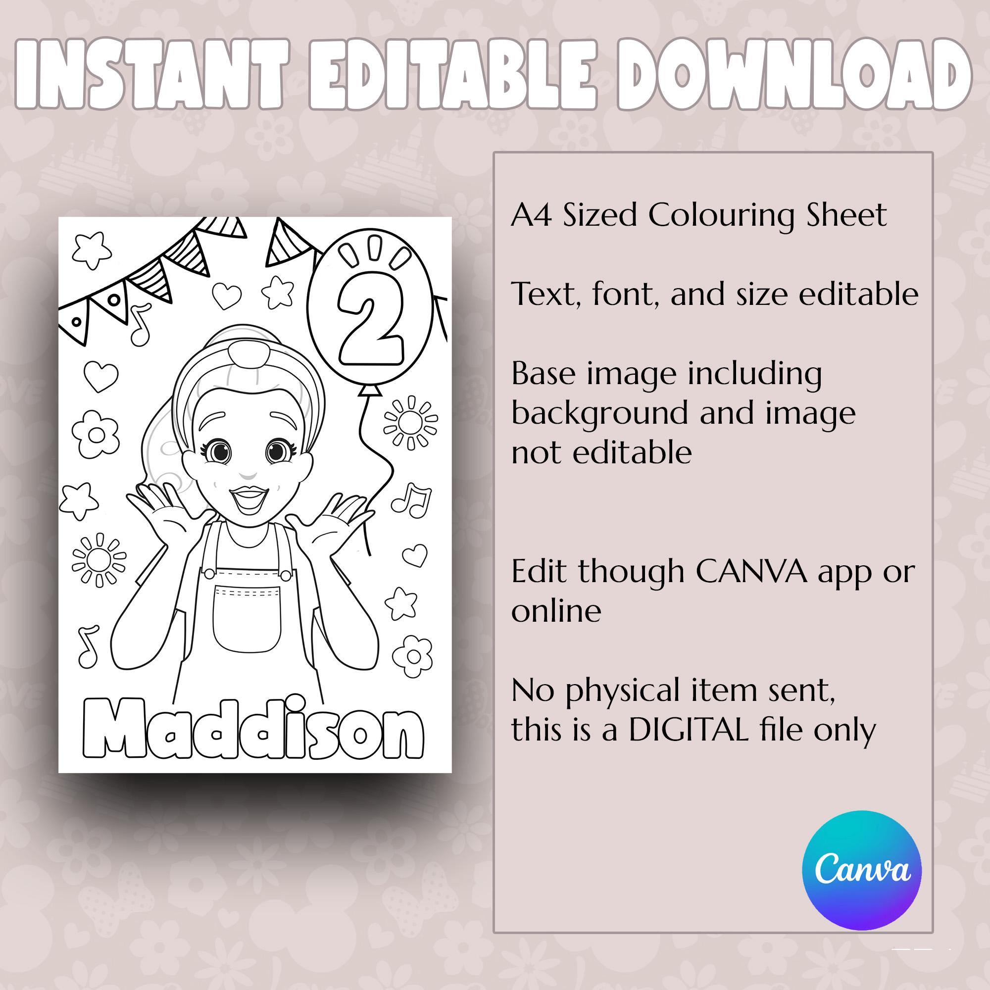 Editable Ms Rachel Coloring Sheet, Coloring Placemat - Etsy