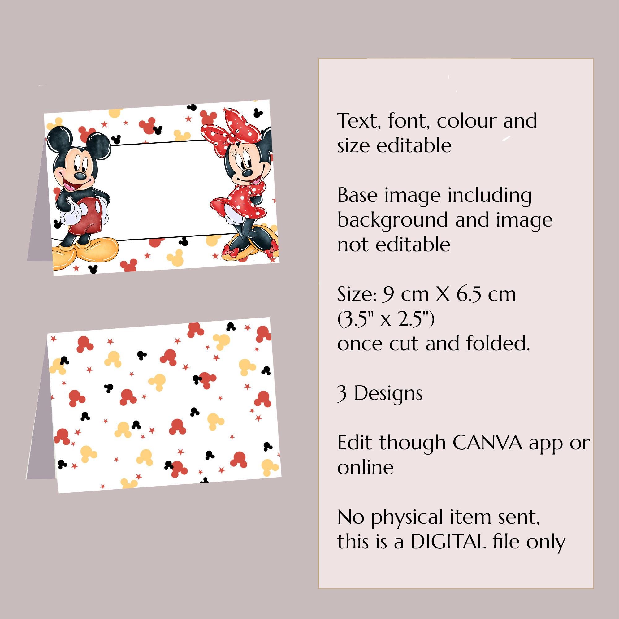 Editable Minnie and Mickey Mouse Birthday Table Tents, Place Cards ...