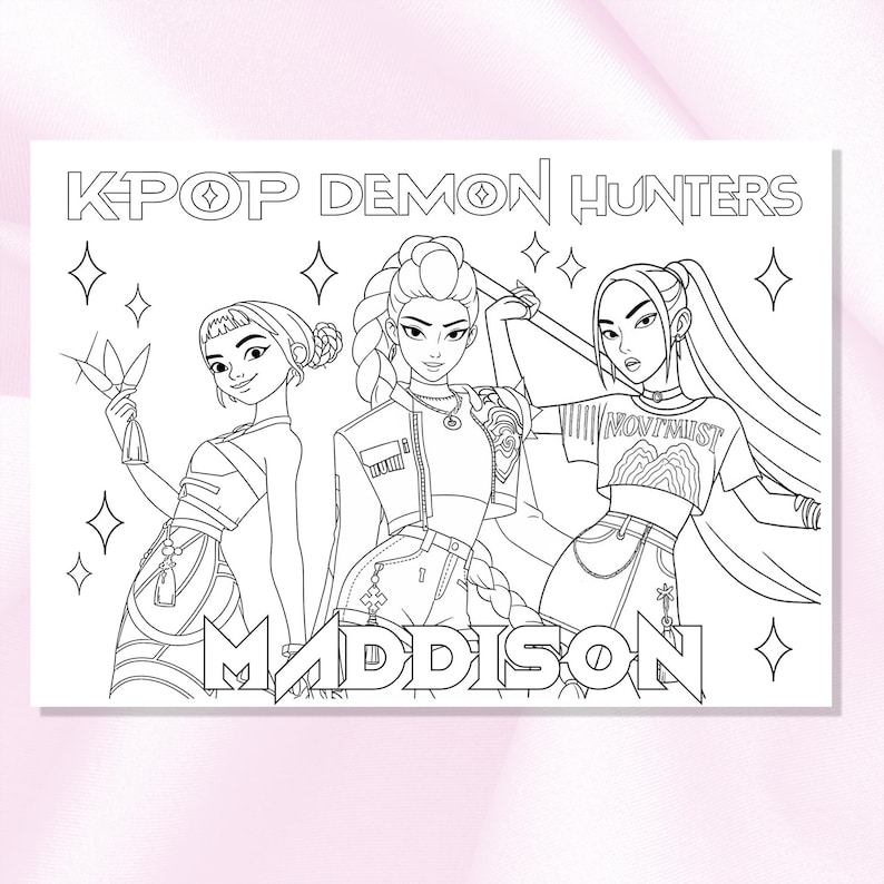 Editable Kpop Demon Hunter Coloring Sheet - Etsy