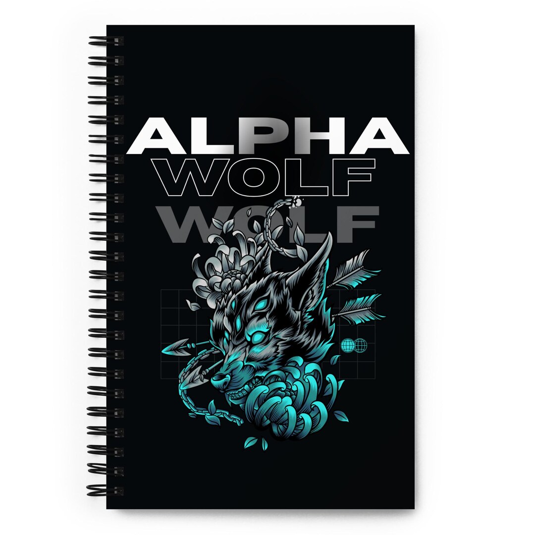 Alpha Wolf Spiral Notebook Lined Journal Wild Wolf Art Durable Matte ...