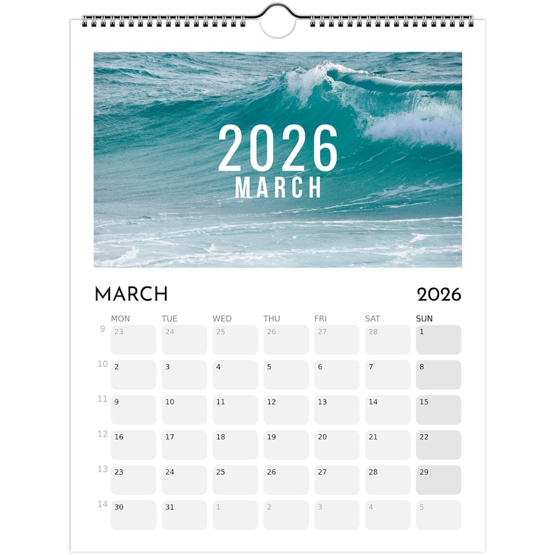 Single Sided Letter Size Wall Calendars 2026 US and Canada Printable ...