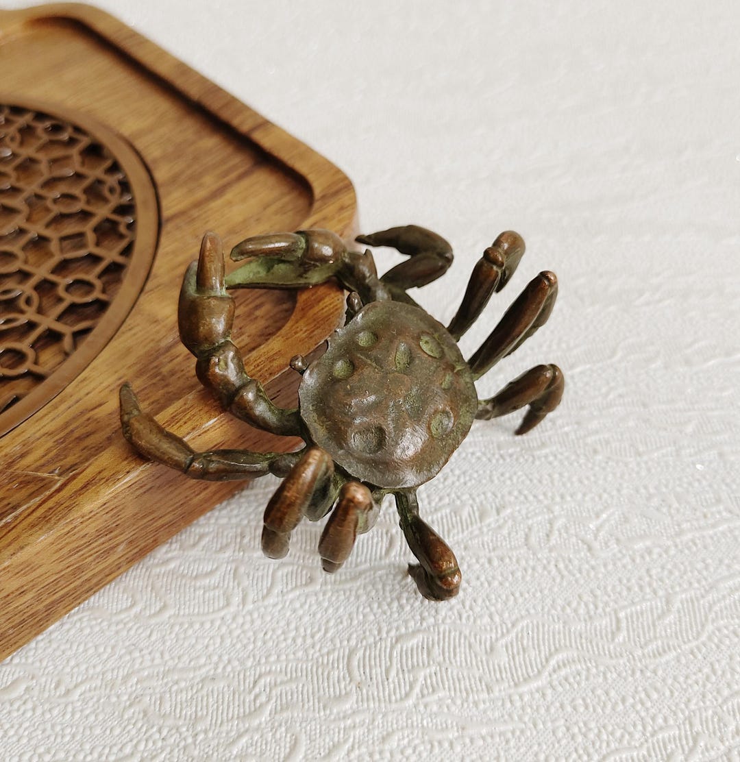 Vintage Bronze Carved Crab Statue - Etsy
