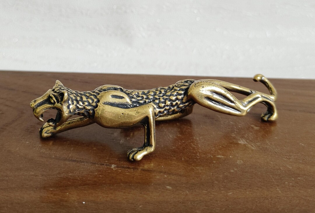 Brass Carved Leopard Statue - Etsy