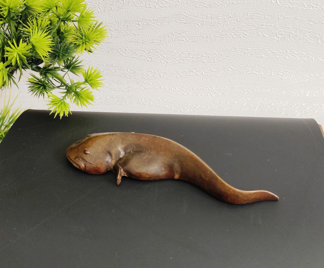 Vintage Bronze Carved Catfish Statue - Etsy