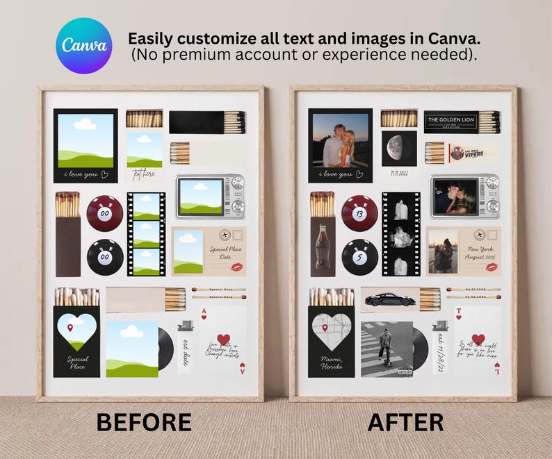 Anniversary Gift for Boyfriend | Editable Matchbook Poster Template ...