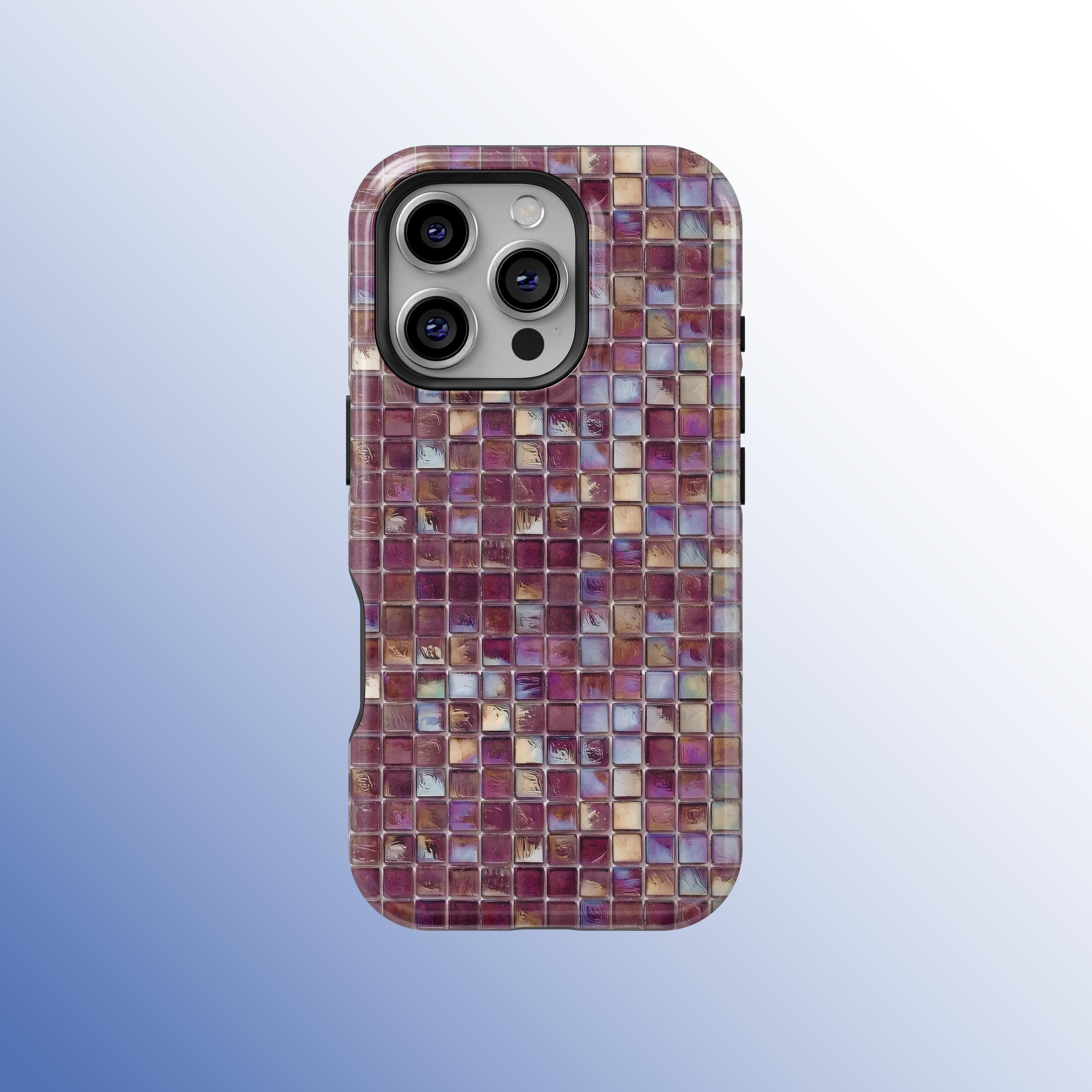 Purple Mosaic Tile Phone Case, Artistic Glass Texture Design, iPhone 17 ...