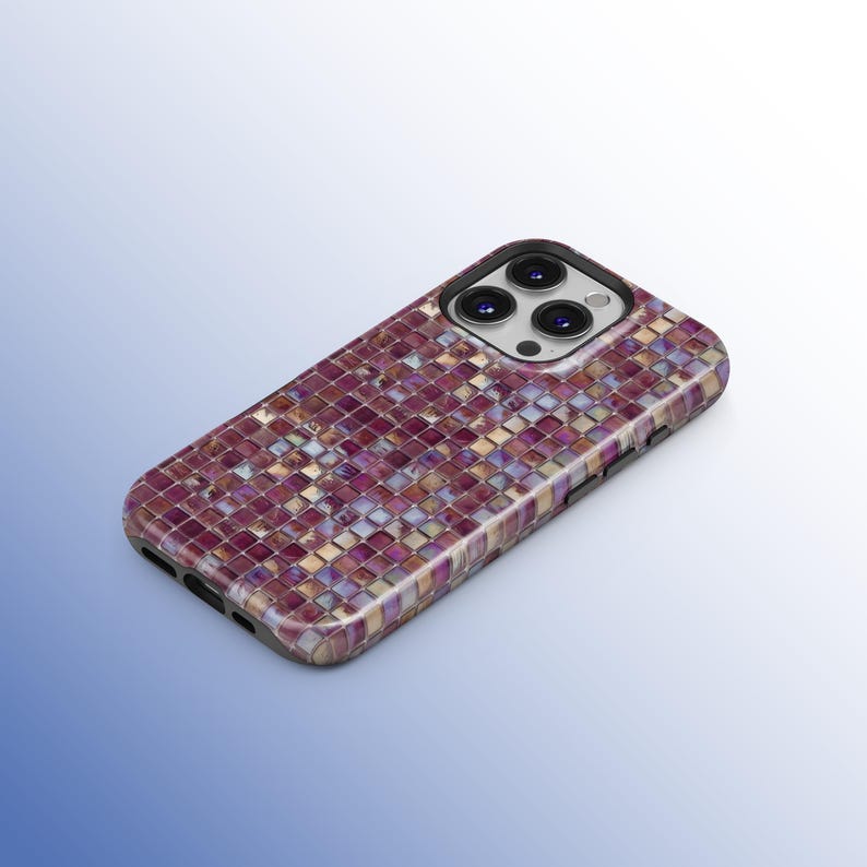 Purple Mosaic Tile Phone Case, Artistic Glass Texture Design, iPhone 17 ...