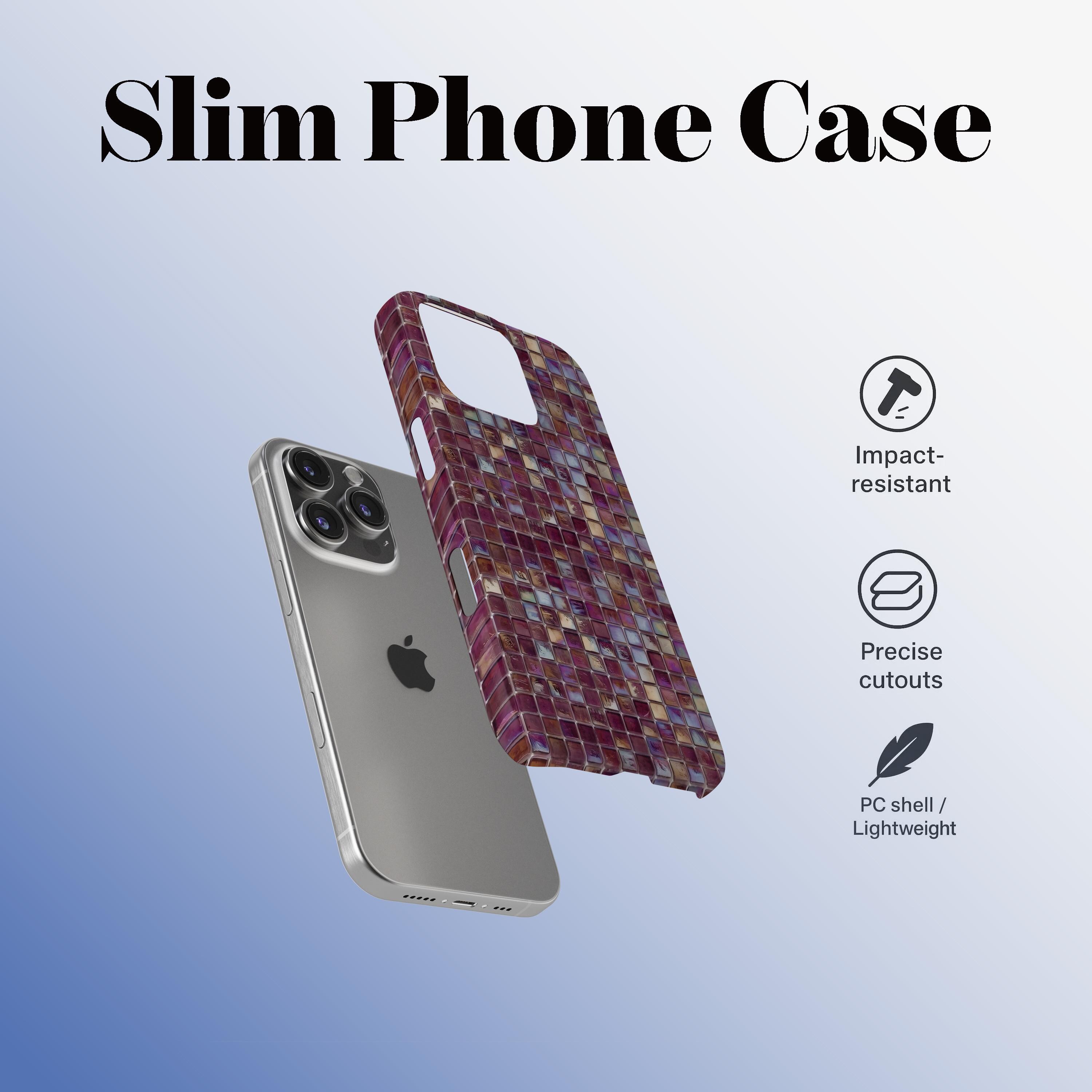 Purple Mosaic Tile Phone Case, Artistic Glass Texture Design, iPhone 17 ...