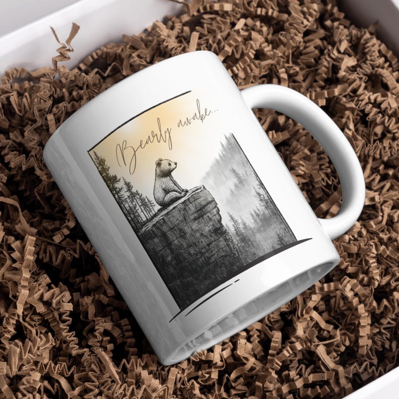Bear Mug Design PNG BEARLY Awake Wrap 330ml Digital Download - Etsy