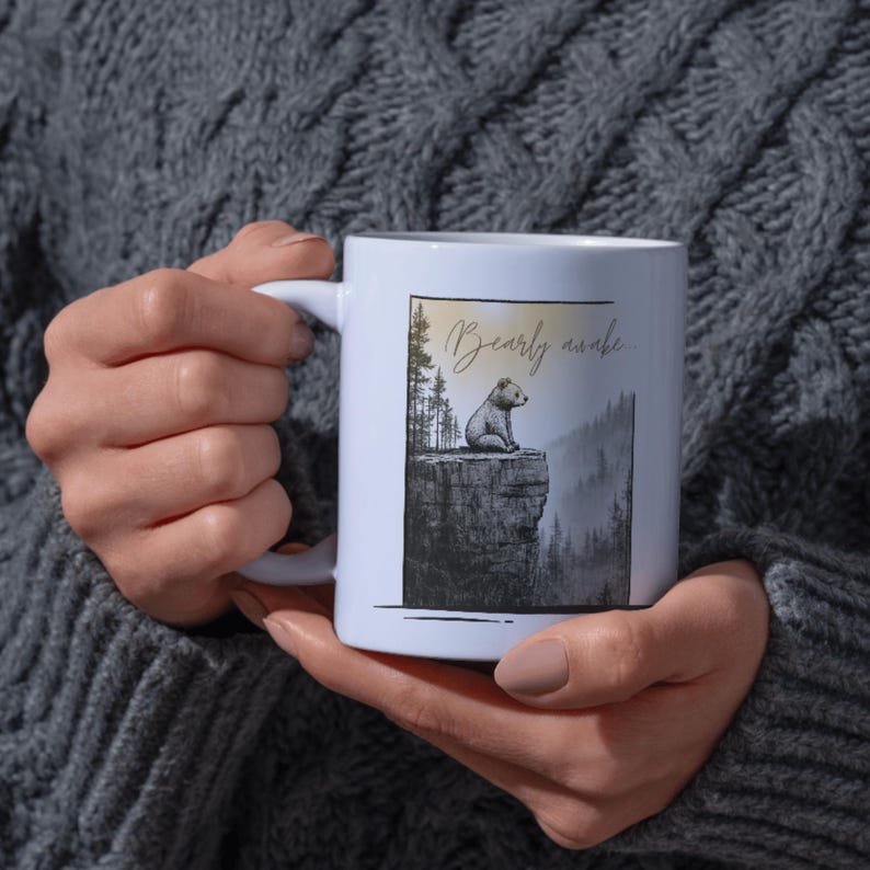 Bear Mug Design PNG BEARLY Awake Wrap 330ml Digital Download - Etsy
