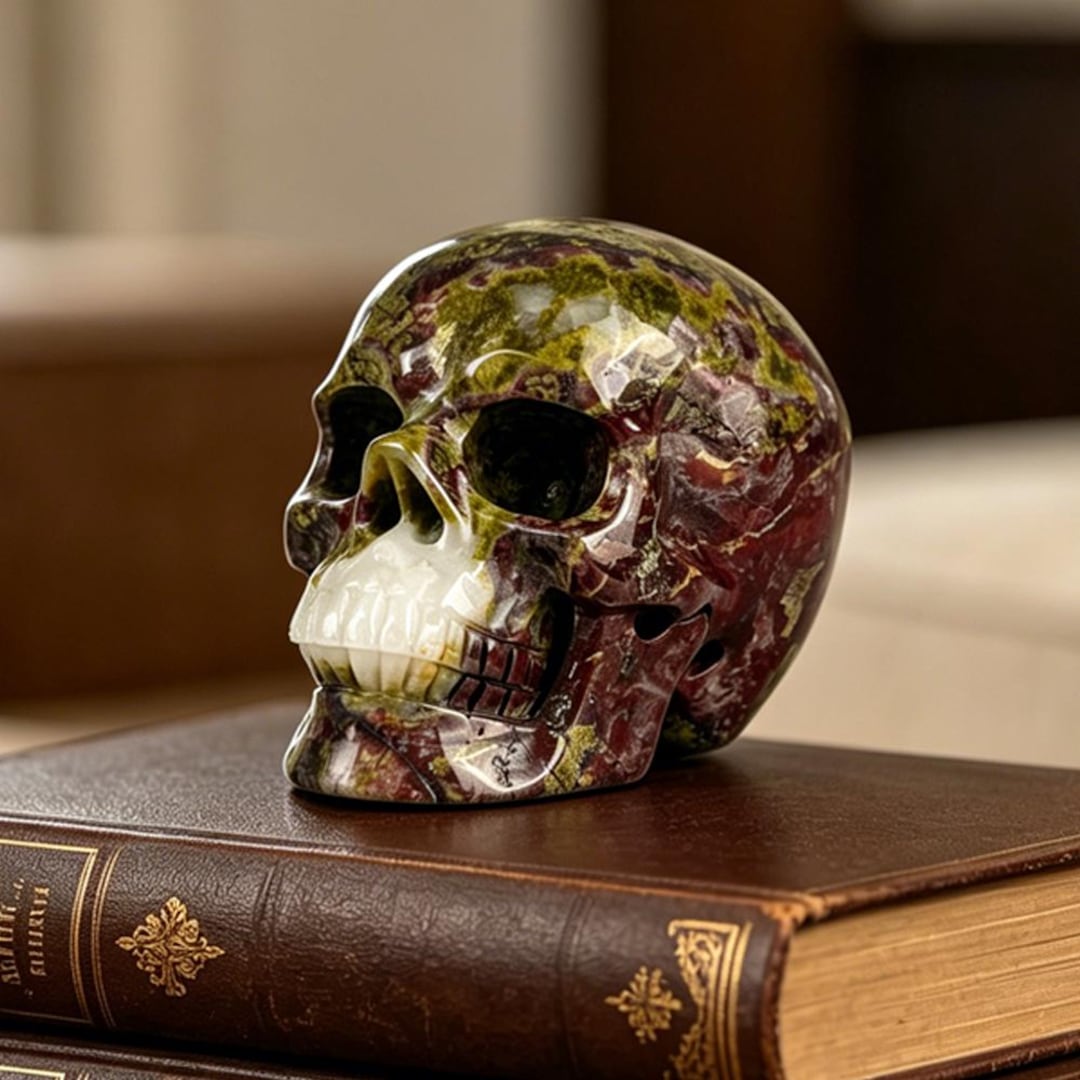 Dragon Bloodstone Crystal Skull, 3 Inch Hand Carved Gemstone Skull ...