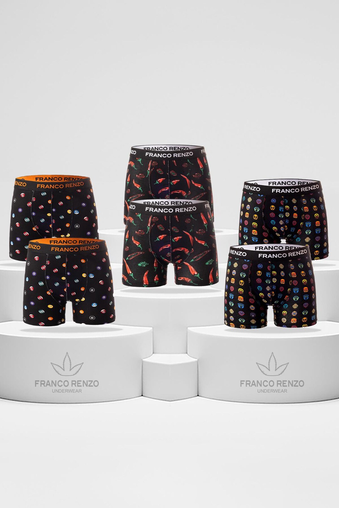 Men's Cotton Lycra Boxers - FRANCO RENZO 6-pack - Breathable Underwear ...