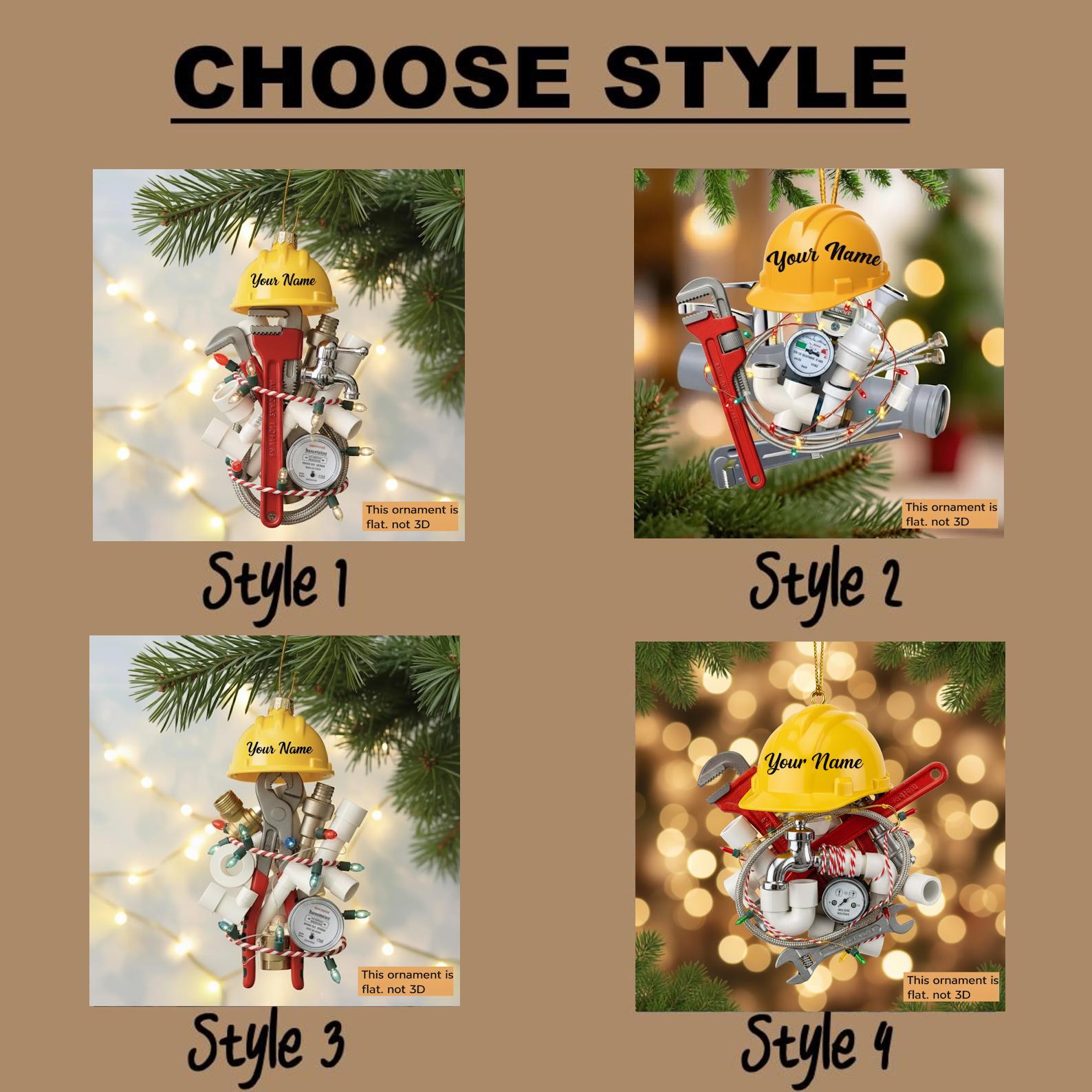 Personalized Christmas Plumber Plumbing Tools 2D Acrylic Ornaments ...
