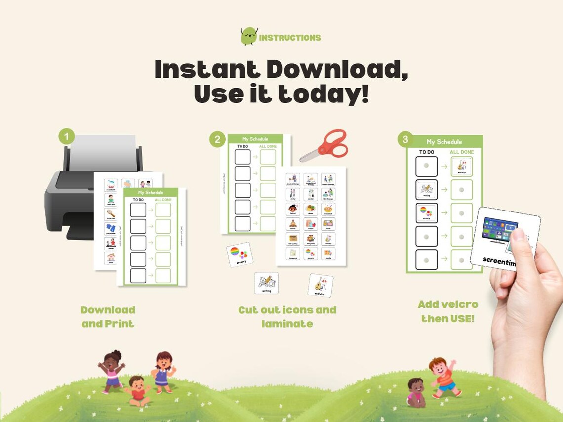 Visual Schedule With Activity Icons - 5 Routine Slots - Autism ADHD ...