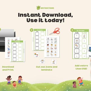Visual Schedule With Activity Icons - 5 Routine Slots - Autism ADHD ...