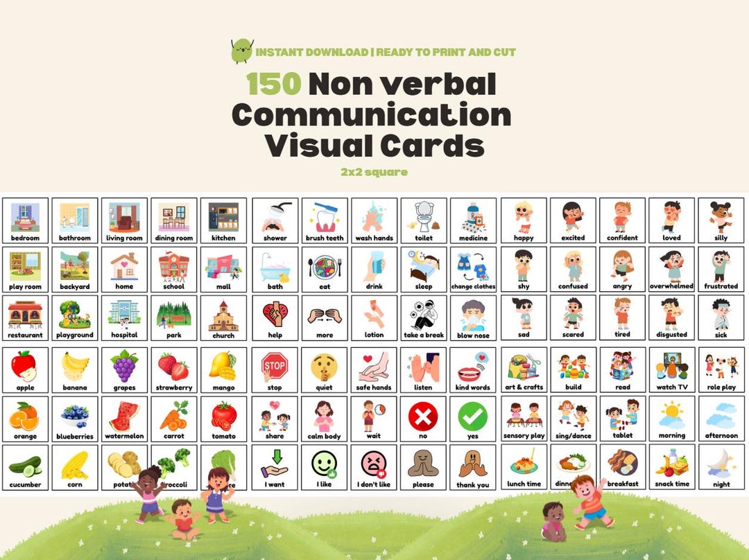 150 Nonverbal Communication Visual Cards Autism Visual Aid Printable ...