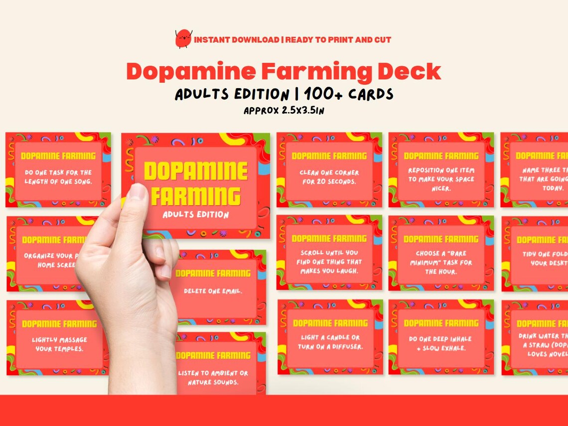 Dopamine Farming Deck Cards Fun ADHD Reset Cards Self-care Coping ...