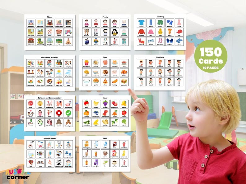 150 Nonverbal Communication Visual Cards Autism Visual Aid Printable ...