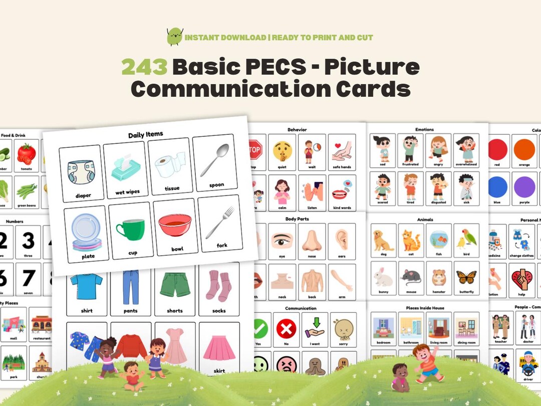 243 Basic Pecs Picture Communication Cards Autism Communication ...