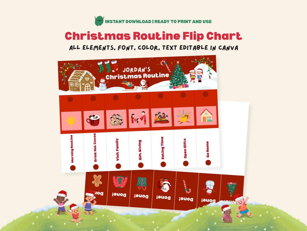 Christmas Routine Chart Editable Flip Chart Toddler Holidays Routine ...