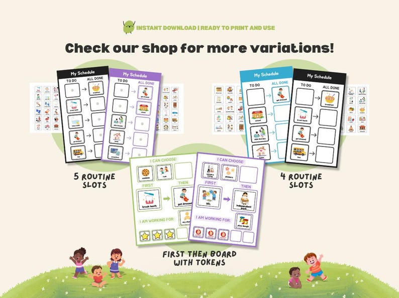 Visual Schedule With Activity Icons - 5 Routine Slots - Autism ADHD ...
