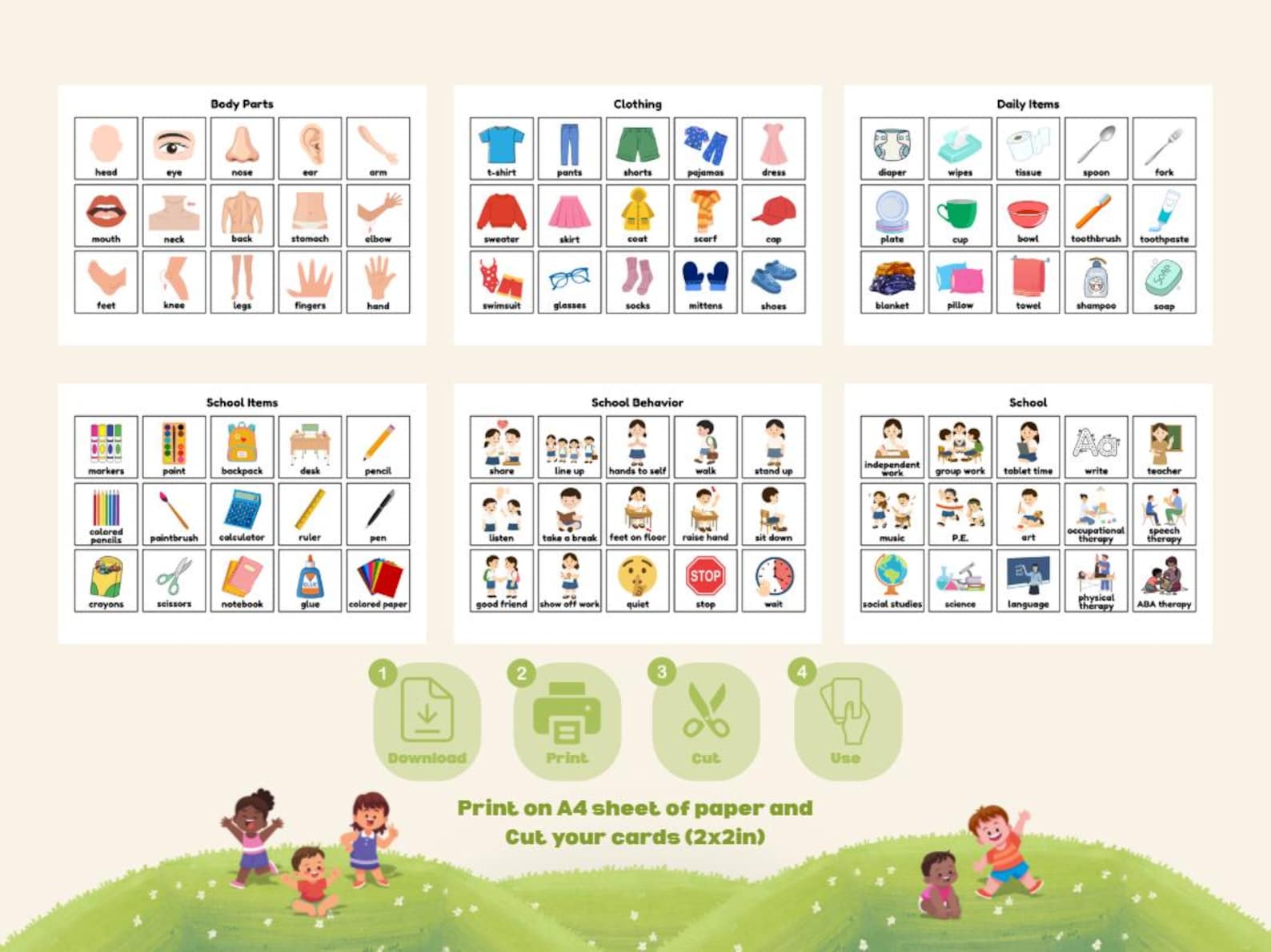 360 Basic PECS Square Bundle Picture Communication Cards Autism ...