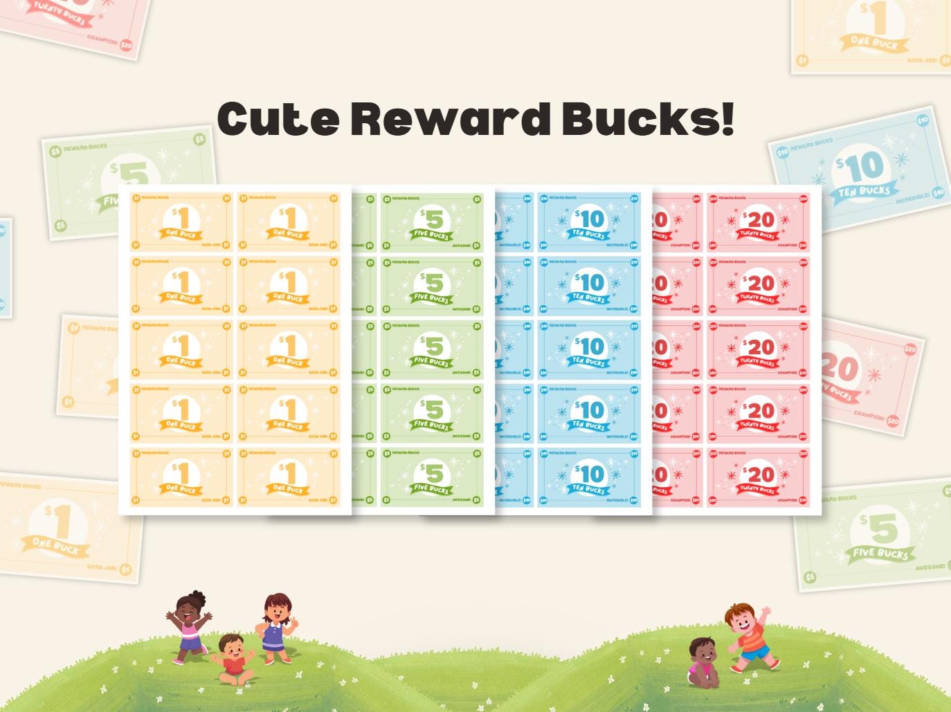 ADHD Reward Bucks Kids Executive Function Printable Play Money Reward ...