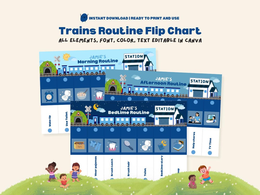 Train Routine Chart: Editable Kids Visual Schedule (digital Download ...