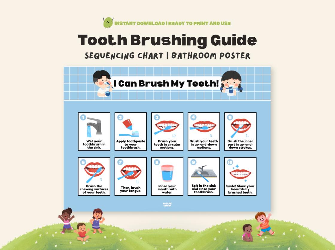 Tooth Brushing Visual Guide Sequencing Chart Life Skills Autism ...
