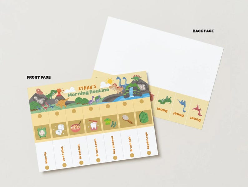 Dinosaurs Routine Chart Editable Flip Chart Toddler Morning Bedtime ...