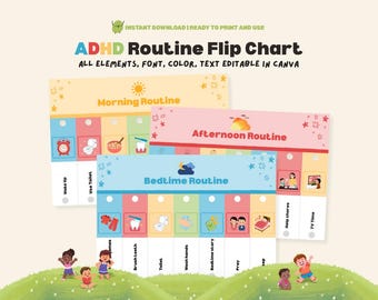 Kids Routine Flip Chart: Visual Schedule, Morning & Bedtime (EDITABLE ...