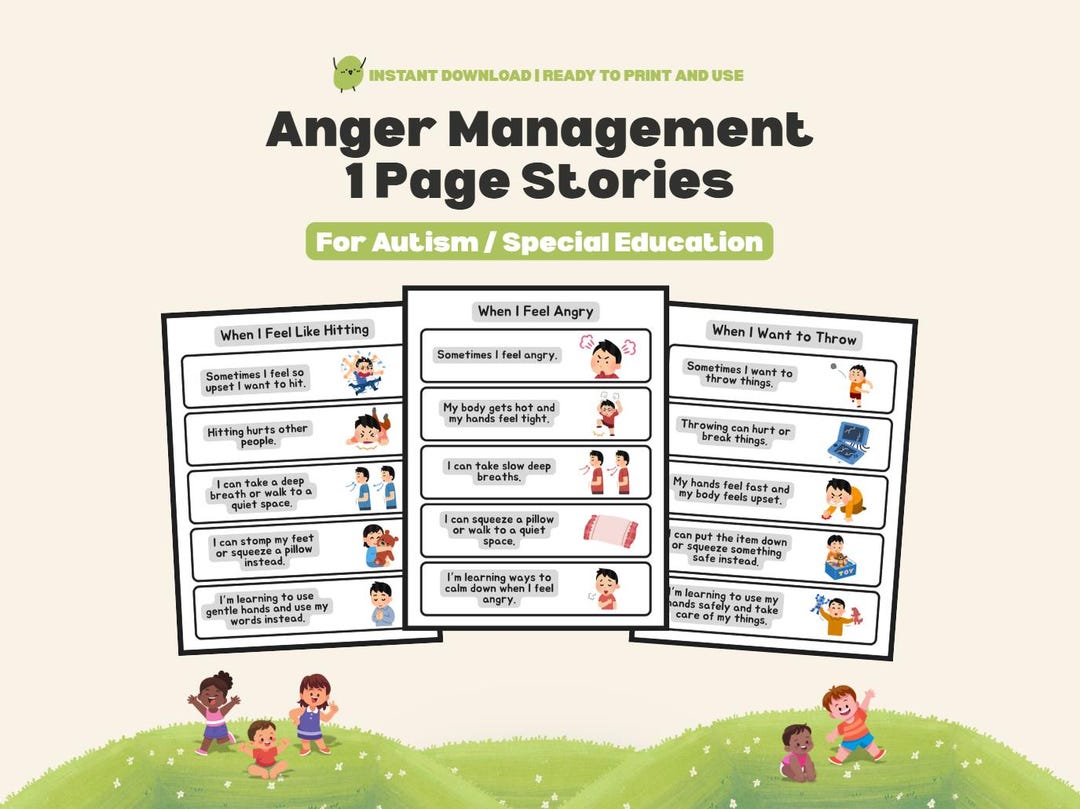 Anger Management Stories Autism Kids Visual Support 1 Page Story ...