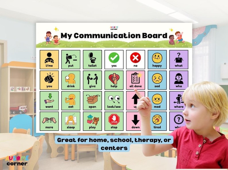 My Core Communication Board for Basic Needs Kids Printable ...