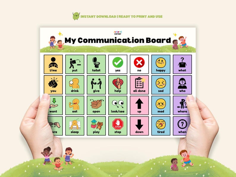 My Core Communication Board for Basic Needs Kids Printable ...