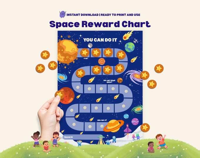 Editable Space Reward Chart Printable Behavior Chart Daily Chore Chart ...